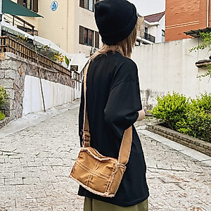 Micmores Hobo Bags for Women Small Crossbody Purse Y2K Canvas Tote Bag Stylish Handbag Fashion shoulder Bag (Brown)