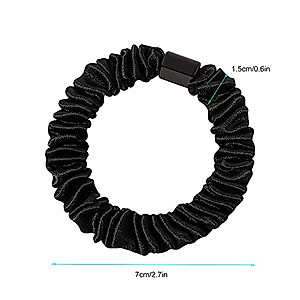 Silk Hair Ties Satin Scrunchies - Black Small Mini Scrunchy for Women Thick Hair Accessories Cute Soft No Slip Hair Elastics Ponytail Holder for Curly Hair No Damage Hairties Gift for Girls