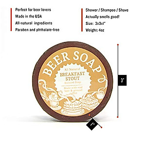 Beer Soap (Breakfast Stout) - All Natural + Made in USA - Actually Smells Good! Perfect For Beer Lovers