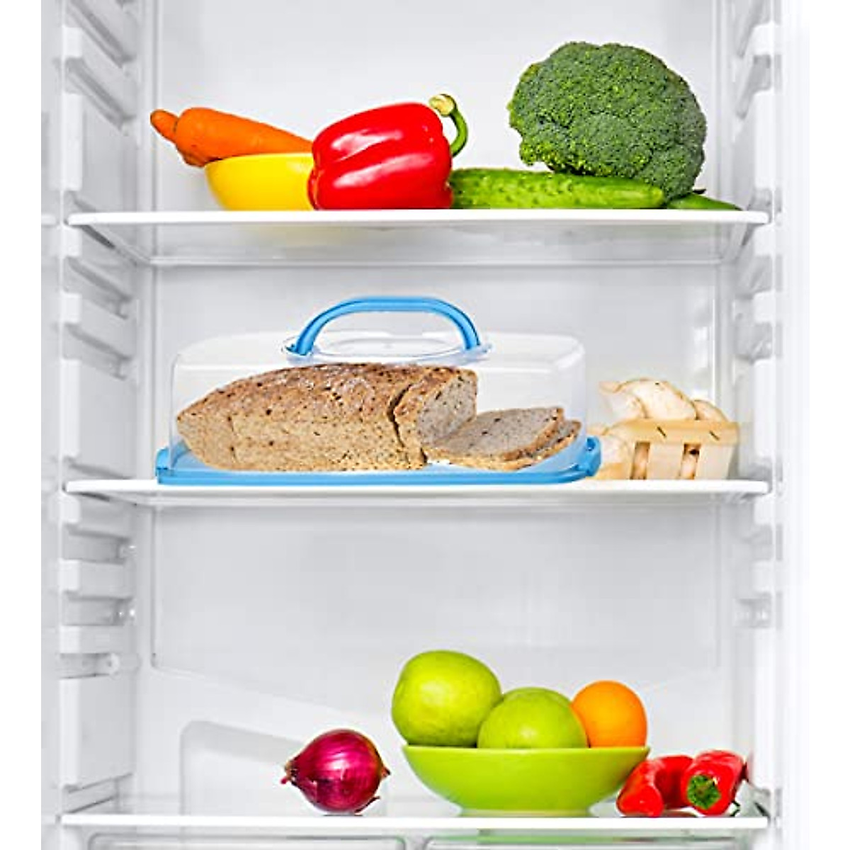 Cezoyx 4 Piece Portable Bread Box with Handle, Rectangular Loaf Cake Containers with Lid, 4 Colors Bread Keeper for Carrying and Storing Banana Bread, Pumpkin Bread and Quick Bread