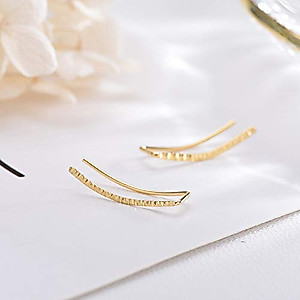 Gold Ear Climber - Dainty Hammered Ear Crawler Simple Minimalist 14k Gold Filled Ear Climbers