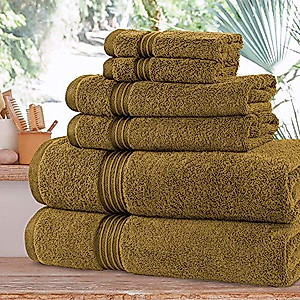 Bliss Casa 6 Pieces Towel Set; 2 Bath Towels, 2 Hand Towels and 2 Washcloths - 600 GSM 100% Combed Cotton Quick Dry Highly Absorbent Thick Bathroom Towels - Soft Hotel Quality for Bath and Spa (Beige)