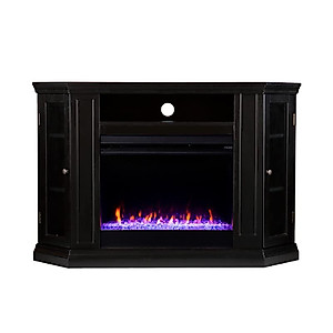 BOWERY HILL Engineered Wood Color Changing Electric Fireplace in Black