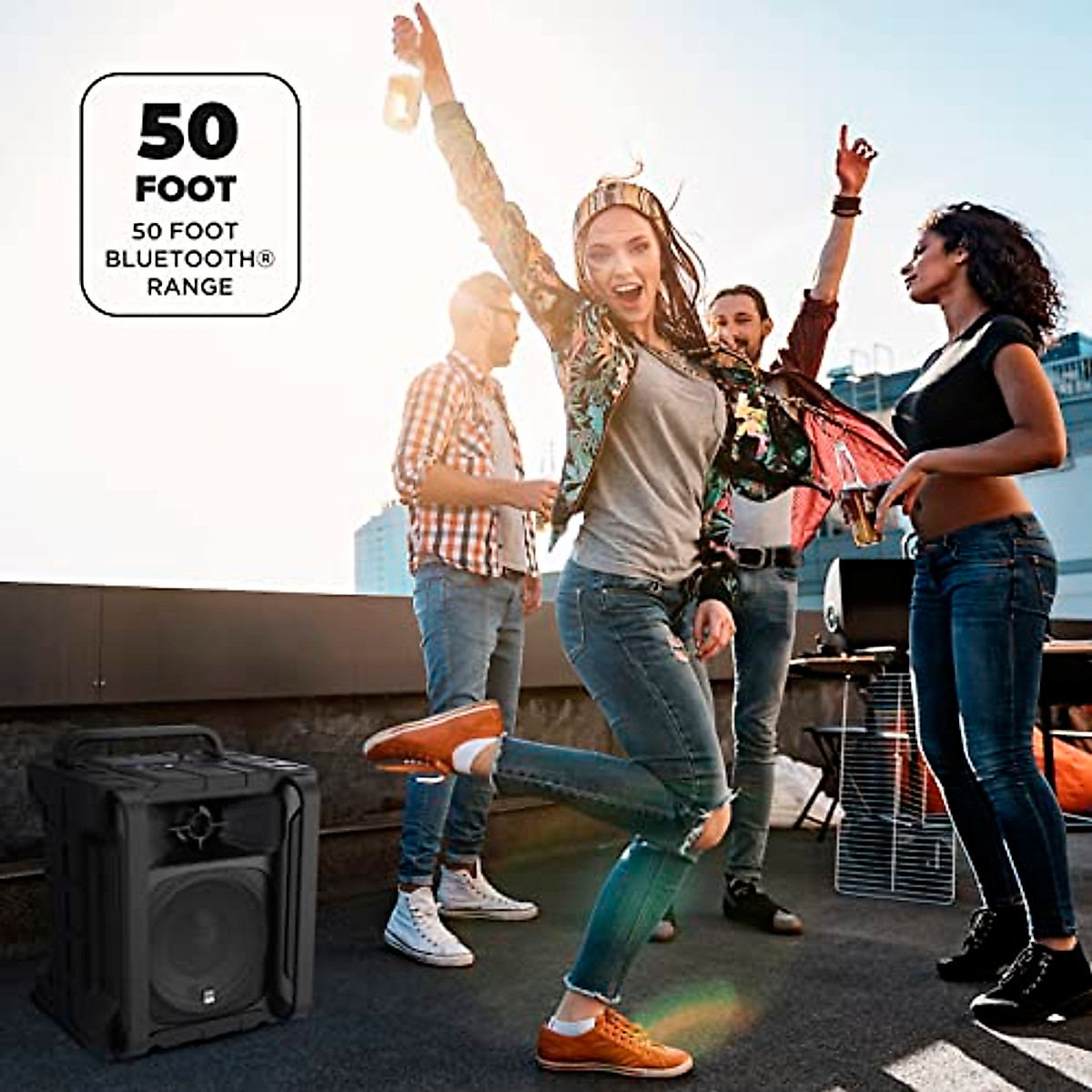 Altec Lansing Sonic Boom - Waterproof Bluetooth Speaker with Phone Charger, IP67 Outdoor Speaker, 3 USB Charging Ports, 50 Foot Range & 20 Hours Battery Life