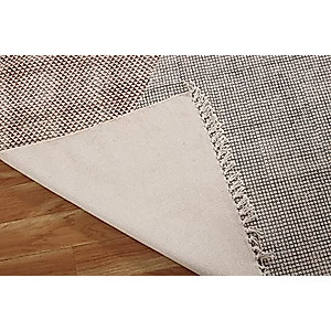 Casavani Hand Block Printed Cotton Dhurrie Abstract Brown & Black Area Rug Doormat Floor Rug Indoor Area Rugs for Bedroom Living Room Laundry Room 4x6 Feet