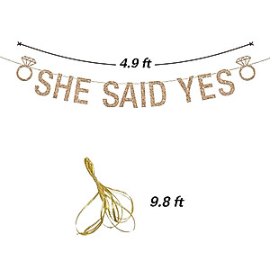 She Said Yes Banner, He Put a Ring on It, Glittery from Miss to Mrs Just Engaged Bride to Be Party Hanging Supplies