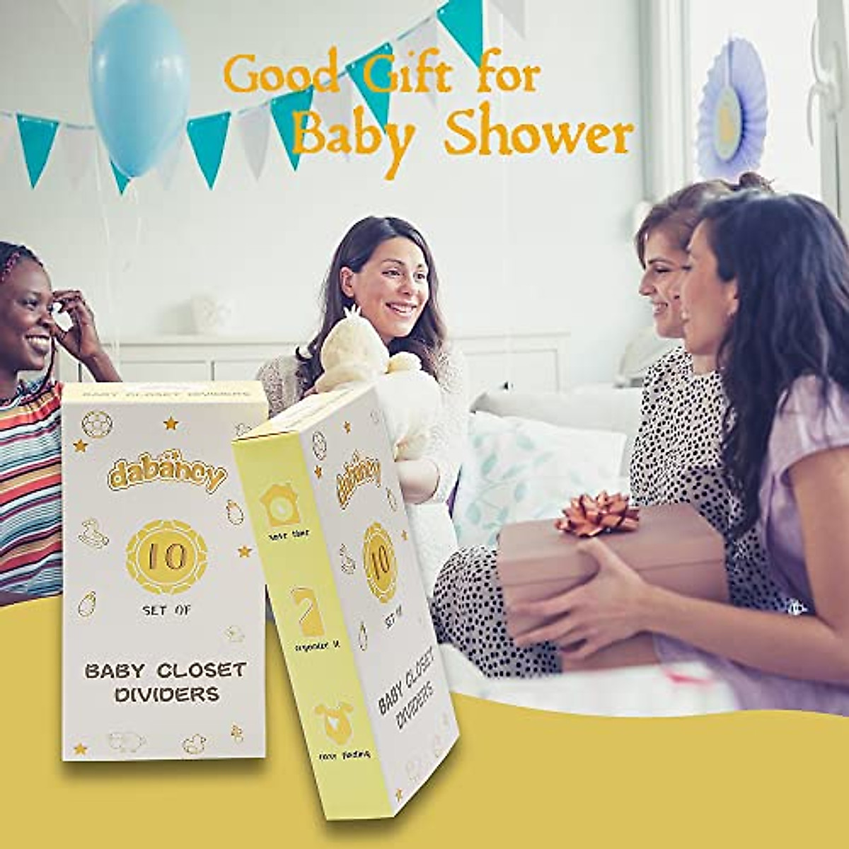 Dabancy Baby Closet Dividers - Set of 10 from Newborn to Toddler and 2 Blanks with Colored Box,Wooden Nursery Closet Dividers for Baby Clothes- [Wood]