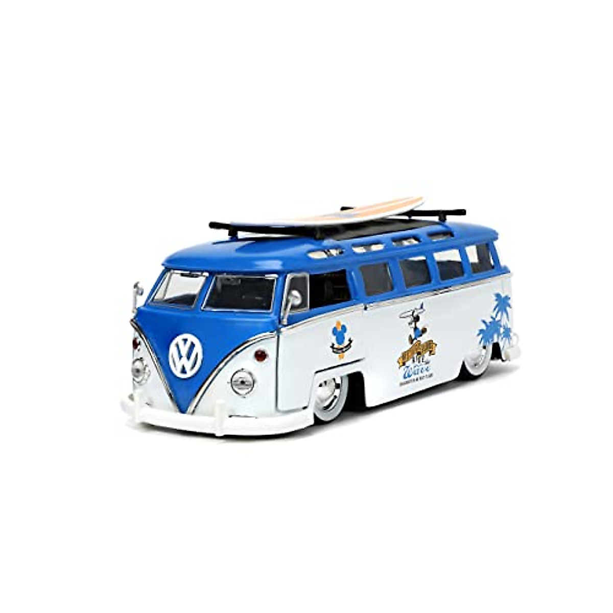 Jada Toys Disney Mickey and Friends 1:24 Volkswagen T1 Bus Die-cast Car w/ 2.75" Mickey Mouse Figure, Toys for Kids and Adults