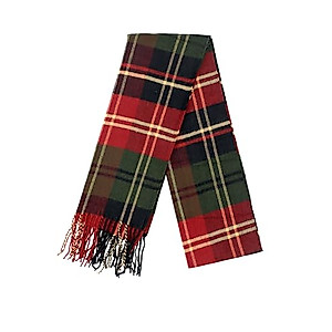 Achillea Scottish Tartan Plaid Scarf, Classic Winter Scarf, Soft Cashmere Feel Men’s & Women's Scarves (Olive Burgundy Plaid)