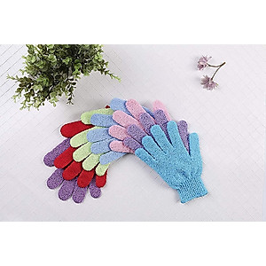 8 Pairs Double Sided Exfoliating Gloves Body Scrubber Scrubbing Glove Bath Mitts Scrubs for Shower, Body Spa Massage Dead Skin Cell Remover 1