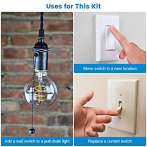 Wireless Light Switch and Receiver Kit, Ortis 300ft RF Range Wireless Wall Switches for Lights, Fans, Battery Included, No Wiring Needed