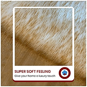 Luxury Faux Sheepskin Fur Rug | Fluffy Area Rug, Shag Rug for Bedroom, Living, Kids Room | Soft Fuzzy Rug, Non-Slip Home Décor Accent, Oval (3'x5', White/Brown Tips)