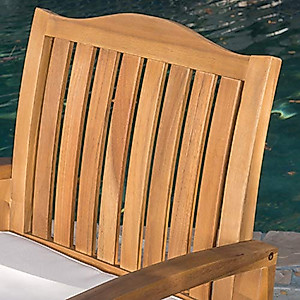 Christopher Knight Home Della Acacia Wood Outdor Dining Chairs, 2-Pcs Set, Teak Finish With Rustic Metal