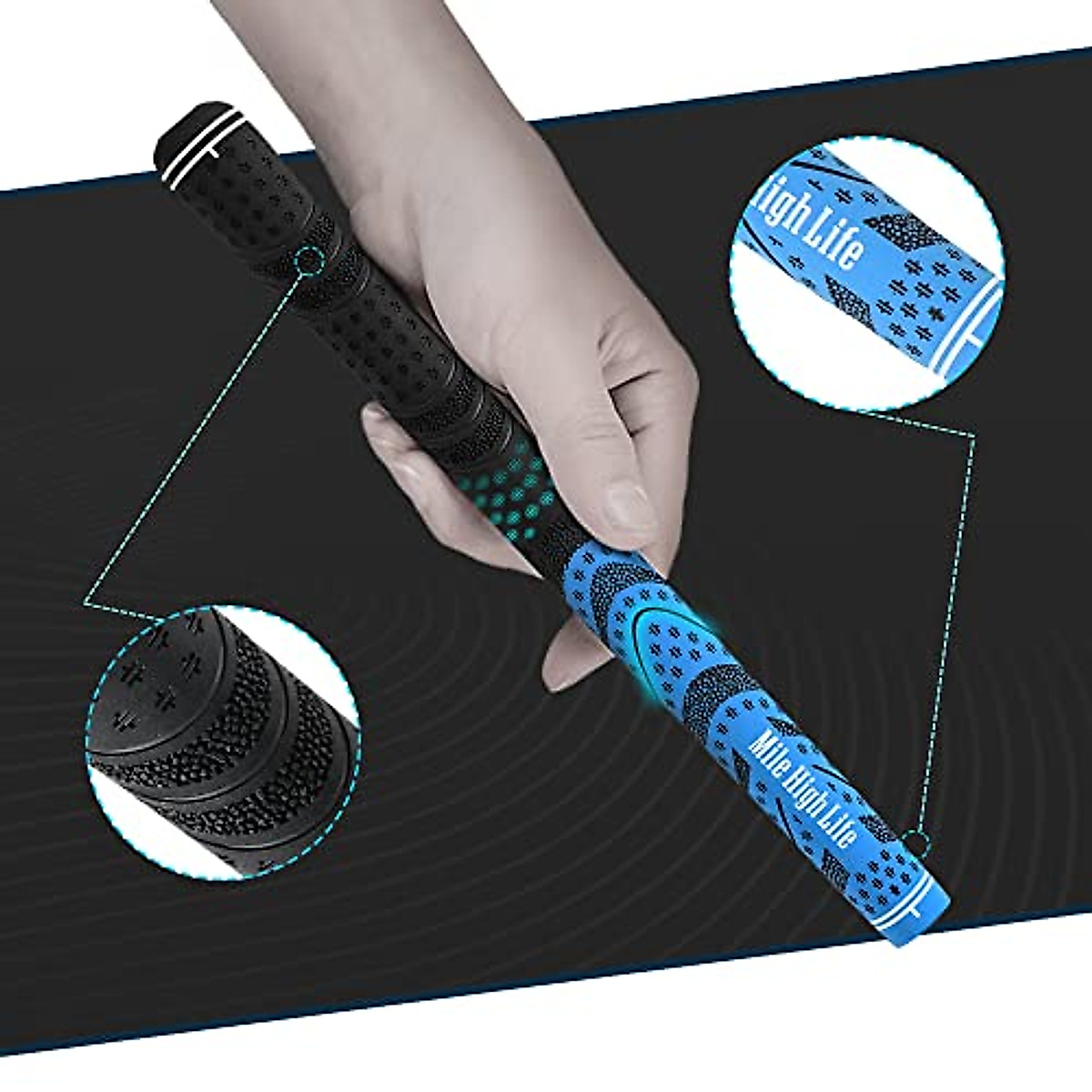 Mile High Life | Avid Golf Club Grips | 3, 13 Pc Set Bundle Golf Grips | Multi-Compound Rubber Golf Grip | (3 Pieces Blue,Standard)