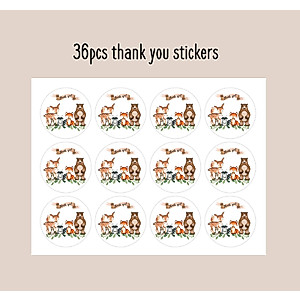 Yuzioey 36 Pack Woodland Baby Shower Bags, Forest Animals Gift Bags with 36 Thank You Stickers, Woodland Baby Shower Trails Bags, Woodland Baby Shower Decorations