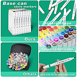 Y YOMA 120 Colors Alcohol Markers Dual Tip Markers Art Markers Set, Unique Colors (1 Marker Case) Alcohol-based Ink, Fine & Chisel, White Penholder