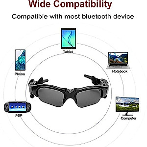 Bluetooth Sunglasses with Headphones Men Women Sport Glasses Wireless Music Sunglasses Smart Glasses Headset Stereo Sound Built-in Mic Handfree Earphone for Smart Phone Work Outdoor Driving Cycling