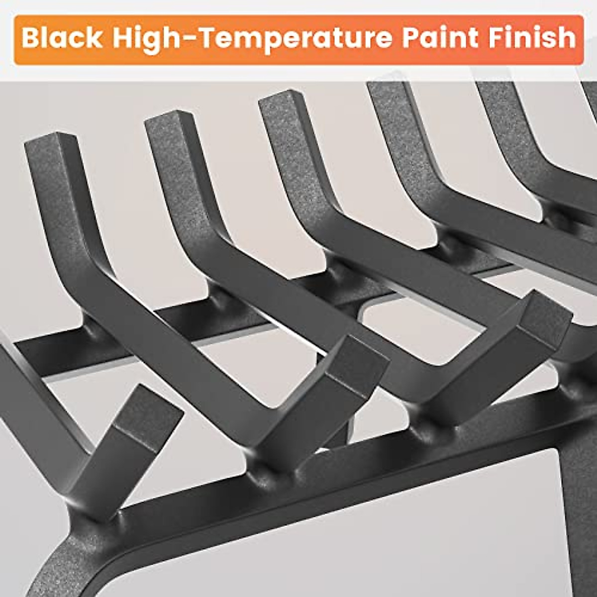 HYTXEN 24 inch Fireplace Grate Heavy Duty Solid Steel Indoor Chimney Hearth Bar Fire Grates for Outdoor Kindling Tools Pit Wrought Iron Wood Stove Firewood Burning Rack Holder Black