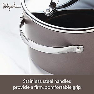 Ayesha Curry Kitchenware Professional Hard Anodized Nonstick Sauce Pot/Saucepot/Saucepan with Lid, 4 Quart, Charcoal
