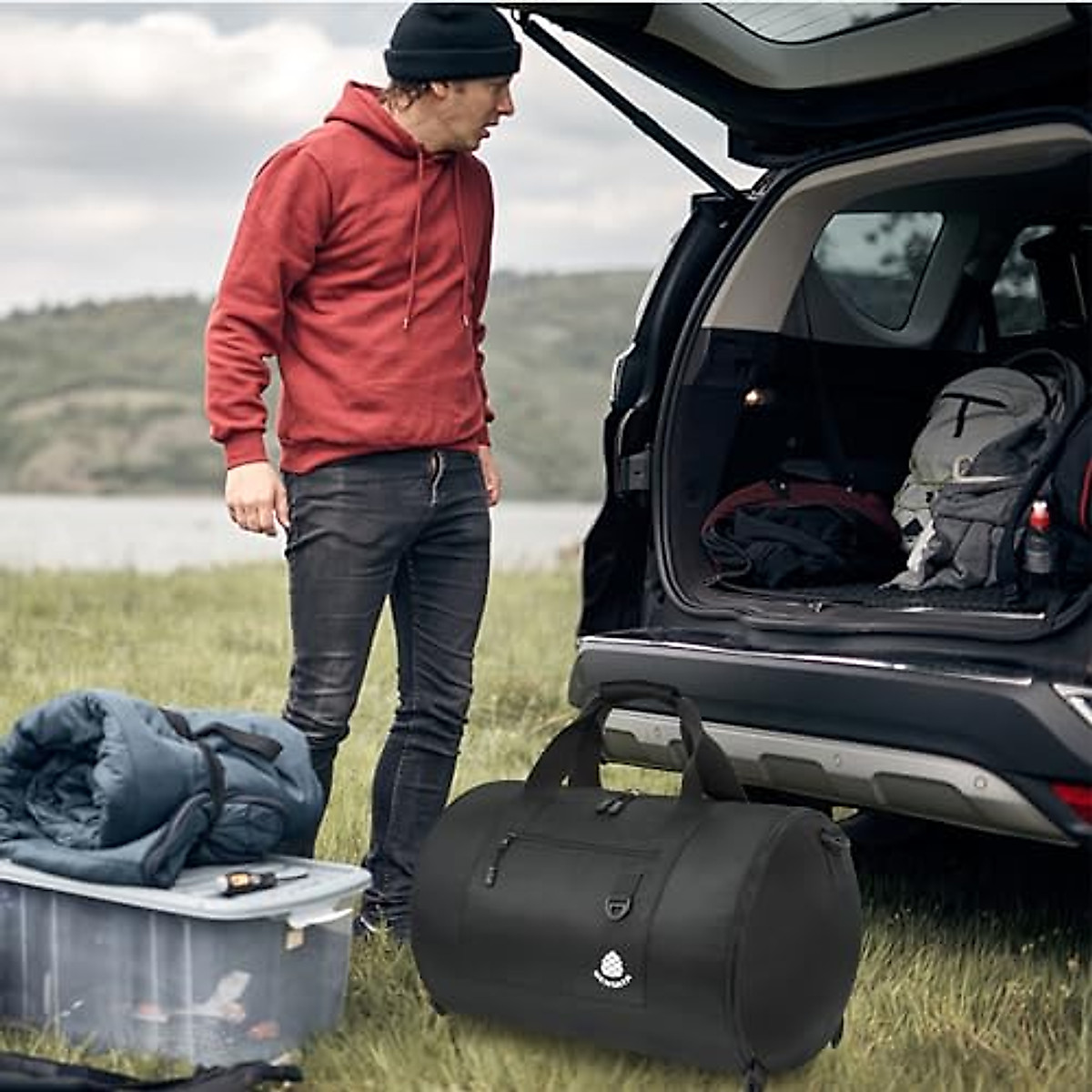 Densata Expandable Travel Duffle Bag, 80L Sports Gym Bag Upgraded Duffle Backpack Weekender Overnight Bag Carry on Bag (Black)