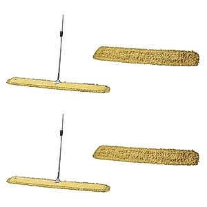 48 Inch Yellow Dust Mop with Metal Handle and 48 Inch Dust Mop Refill Bundle - 2 Mop Sets and 2 Refills