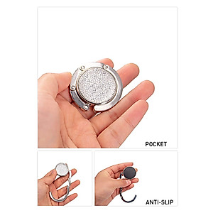 TANOSII Foldable Purse Hook Floding Handbag Hanger Bling Rhinestone Bag Holder for Table Desk 1 PCS White