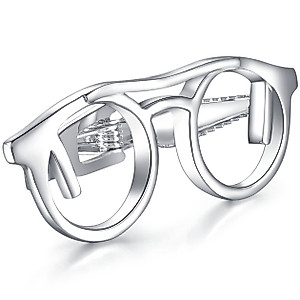 HONEY BEAR Mens Silver Glasses Tie Clip Bar for Normal Size Tie Gift 4.8cm