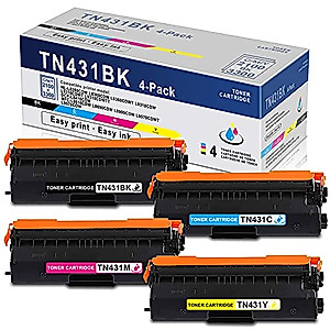 VIT 4 Pack (1BK+1C+1M+1Y) High Yield Compatible TN431 TN-431 TN431BK TN431C TN431M TN431Y Toner Cartridge Replacement for Brother HL-L8260CDW L8360CDW L8360CDWT L9310CDW L9310CDWT L9310CDWTT Printer