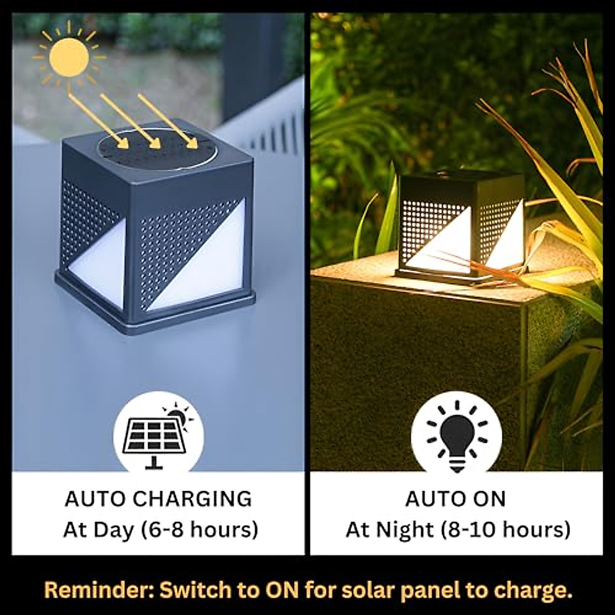 XYRIS 4x4 Solar Post Cap Lights, Solar Lights Pathway Solar Garden Lights Outdoor Waterproof, Fence Post Solar Lights, Solar Landscape Lights for Yard, Patio, Stair, Path, Driveway (Warm White)