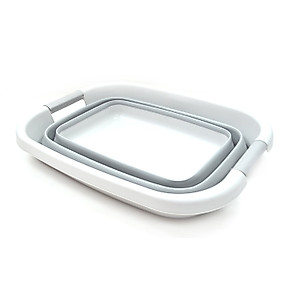 SAMMART 25L (6.6 gallon) Collapsible Laundry Basket/Tub - Foldable Storage Container/Organizer, Water capacity: 20L (5.28 gallon) (Grey)