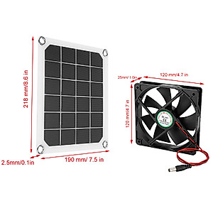 Solar Panel Fan Kit, 6V 10W Outdoor Solar Power Panel Exhaust Fan USB Charging, for Greenhouse Chicken Coop Shed Pet House, Ip65 Waterproof
