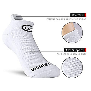 Wonder Young Mens Ankle Athletic Socks Cotton Mesh Cushioned Running Low Cut Tab Socks 6 Pairs