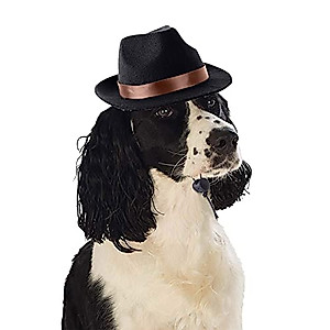 New Years Eve Dog Sweater Pet Dog Cowboy Hat Cosplay Cap Puppy Pet Dog Cat Holiday Costume Pet Party Decoration (Black, One Size)