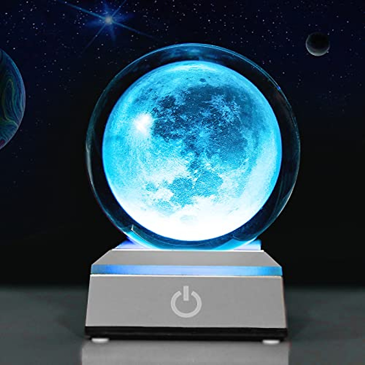PODOI 3D Moon Crystal Ball, Birthday Christmas Astronomy Gifts for Kids, Gifts for Space Lovers, Presents for Children