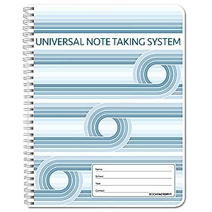 BookFactory Universal Note Taking System (Cornell Notes) / NoteTaking Notebook - 120 Pages, 8 1/2" x 11" - Wire-O (LOG-120-7CW-A(Universal-Note))