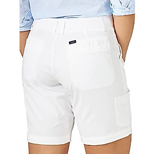 Lee Women's Flex-to-Go Mid-Rise Cargo Bermuda Short, White, 14 Petite