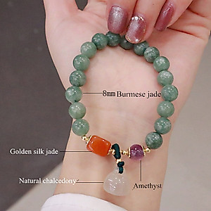 HL1971 Natural Green Stress Relief Quartz Chakra Beaded Jade Stones Healing Beads Gifts Gold Crystal Jewelry Women for Bracelet