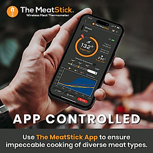 MeatStick 4 (One Probe Set) | Quad Sensors Smart Wireless Meat Thermometer | Digital Food Probe with Bluetooth | for Smoking, Grilling, BBQ, Air Fryer, Deep Frying, Oven, Rotisserie | Limited Range