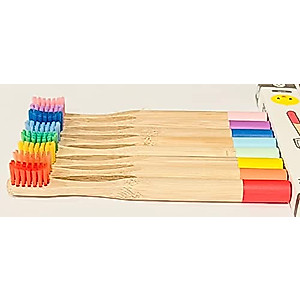 EcoFrenzy - Kids Bamboo Toothbrush - Child Size Soft BPA Free Color Safe Bristles (8 Pack)