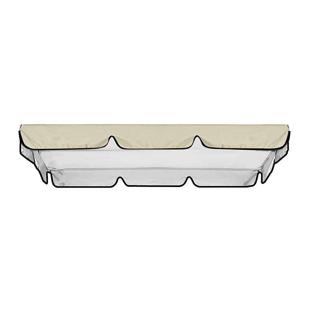 RYGHEWE Outdoor Swing Canopy,Waterproof Patio Chair Top Cover for Swing, 2 & 3 Seater Garden Porch Seat Furniture Sun Shade Patio Swing Top Sunproof Cover for Patio Yard(164 x 114 cm, Beige)