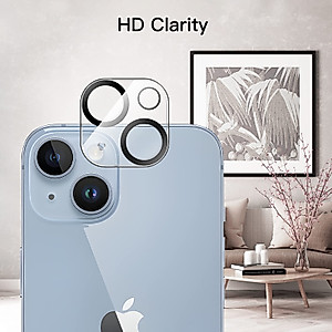 JETech Full Coverage Screen Protector for iPhone 14 6.1-Inch with Camera Lens Protector, Tempered Glass Film, HD Clear, 2-Pack Each