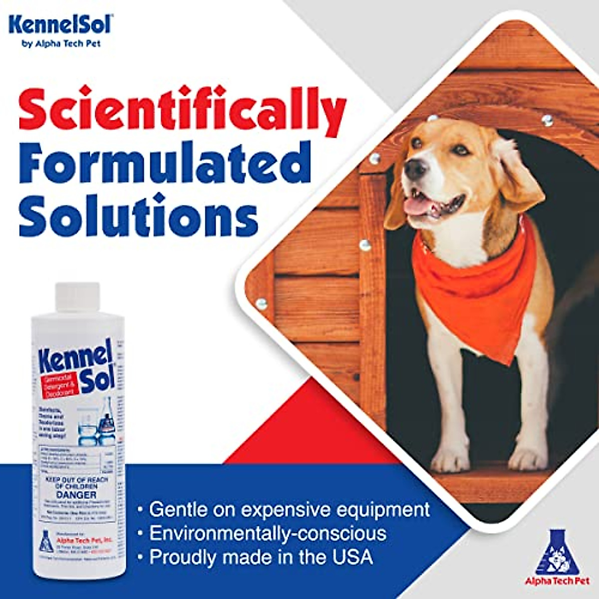 KennelSol 1-Step Kennel Cleaner - Liquid Concentrate Disinfectant and Deodorizer, Effective Against Bacteria and Viruses - 1 Pint