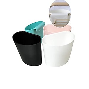 4Pcs Hanging Cup Holder,Hanging Bins,Rolling Cart Accessories Utility cart Accessories,Hanging Flower Pots,Storage Bucket,Pencil Holder for Office,Kitchen Wall Organizer Decor Black/Pink/Blue/White
