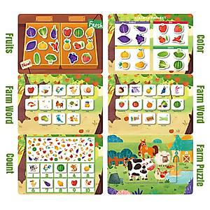 MIKNEKE DIY Quiet Book for Toddlers, Montessori Busy Book for Kids, Farm Preschool Learning Activities Learning & Education Toys