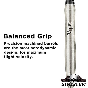 Viper by GLD Products Sinister 95% Tungsten Steel Tip Darts, 24 Grams,Silver,23-3809-24