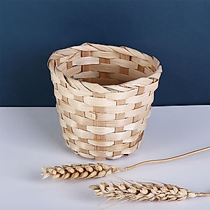 1PCS Portable Storage Basket,Bamboo Woven Basket Mini Storage Basket Desktop Plant Box for Garden(L)