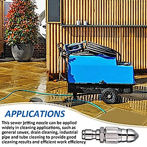 5000 PSI Sewer Jetter Nozzle Pressure Drain Jetter Hose Nozzle for 1/4 Pressure Washer Quick Connector