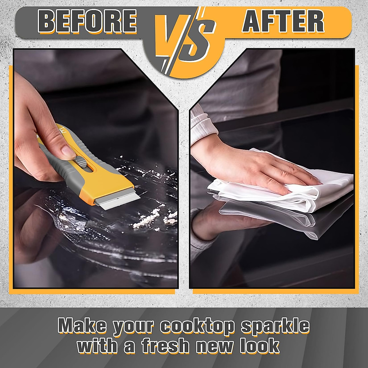 DIYSELF 2 Pack Razor Blade Scraper with 20 Metal Razor Blades, Plastic Scraper for Cleaning, Razor Scraper for Glass Cooktop, Top Stove, Vehicle, Window and Paint, Wallpaper Remover