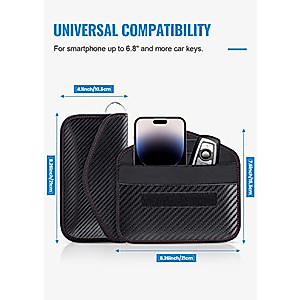 LANPARD Faraday Bag for Phones and Car Keys, 2 Pack RFID Signal Blocking Bag, Carbon Fiber Material Shielding Case for Cell Phone Privacy Protection & Key Fob, Anti-Tracking Anti-Hacking Case Blocker