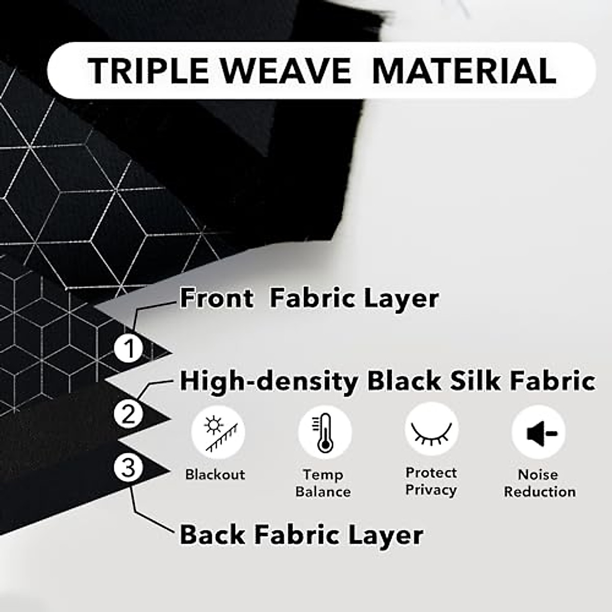 Deconovo Blackout Grommet Thermal Insulated Silver Foil Printed Curtains, Black/Diamond, 42W x 63L